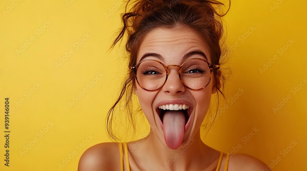 Photo Of Crazy Girlfriend Makes Funny Face Crosses Eyes And Sticks Out
