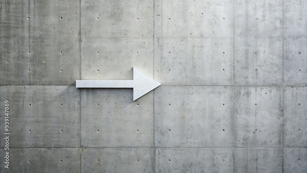 isolated white arrow pointing to the right stuck in a corner of a ...