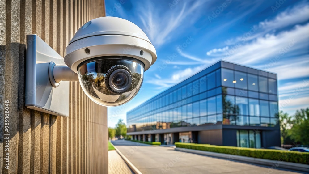 Modern outdoor dome security camera with night vision and weather ...