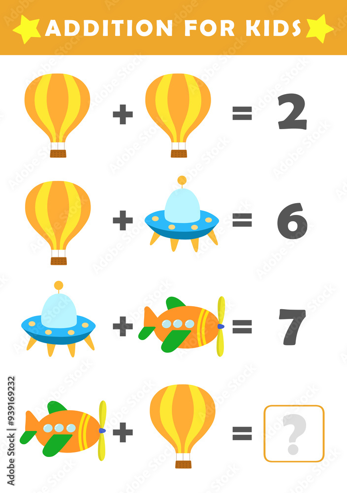 Fun Math Logic Puzzles for Kids. Math Game with Cute Balloon Pictures ...