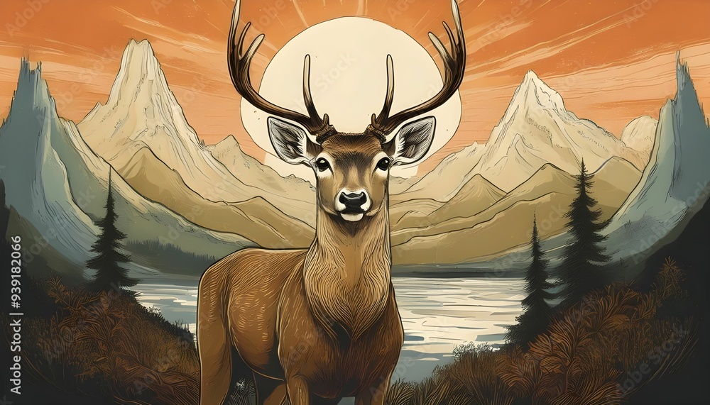 A visually captivating portrayal of the mystical Jackalope, a mythical ...