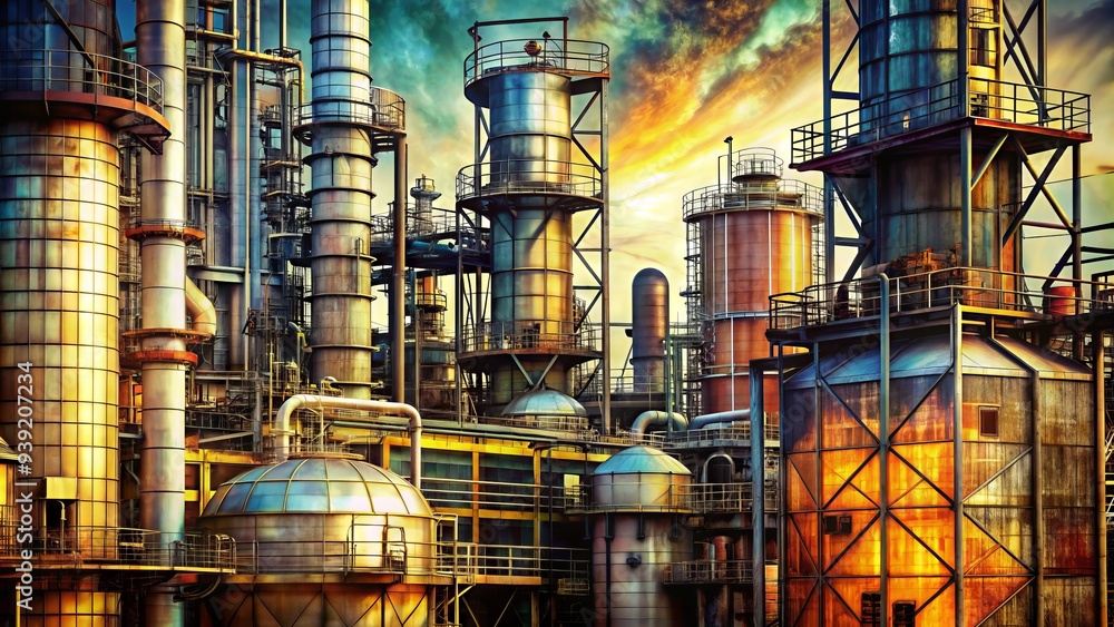 Industrial Abstraction: Tanks and factory elements deconstructed into ...