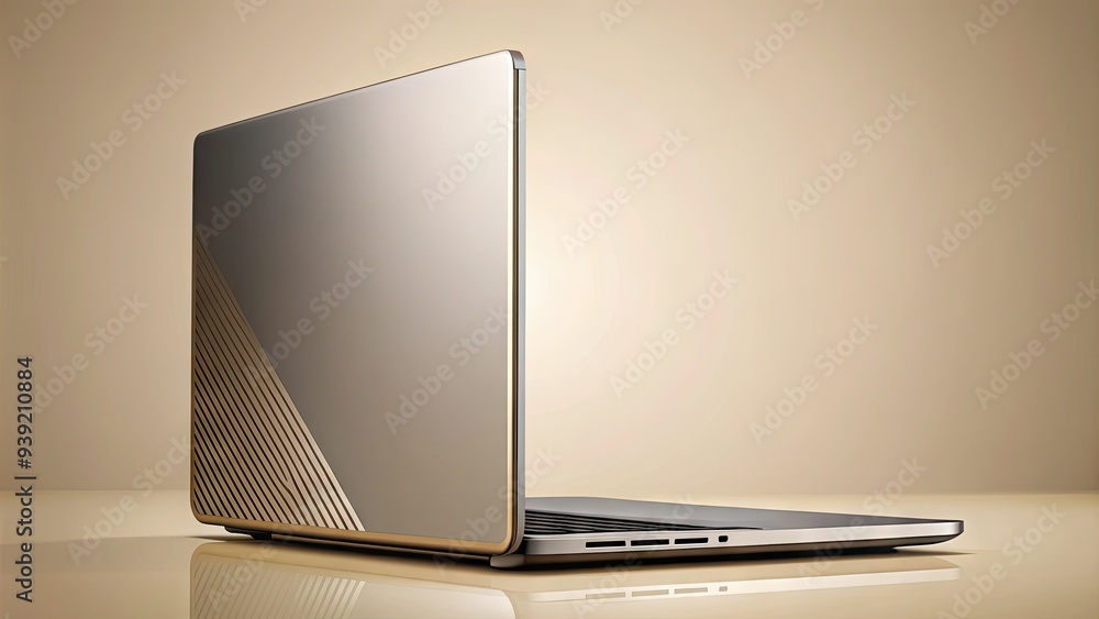Stylized illustration of a laptop viewed from the back, highlighting ...