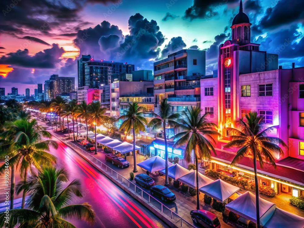 Neon-Lit Vice City Night - Details: City lights, neon signs, cyberpunk ...