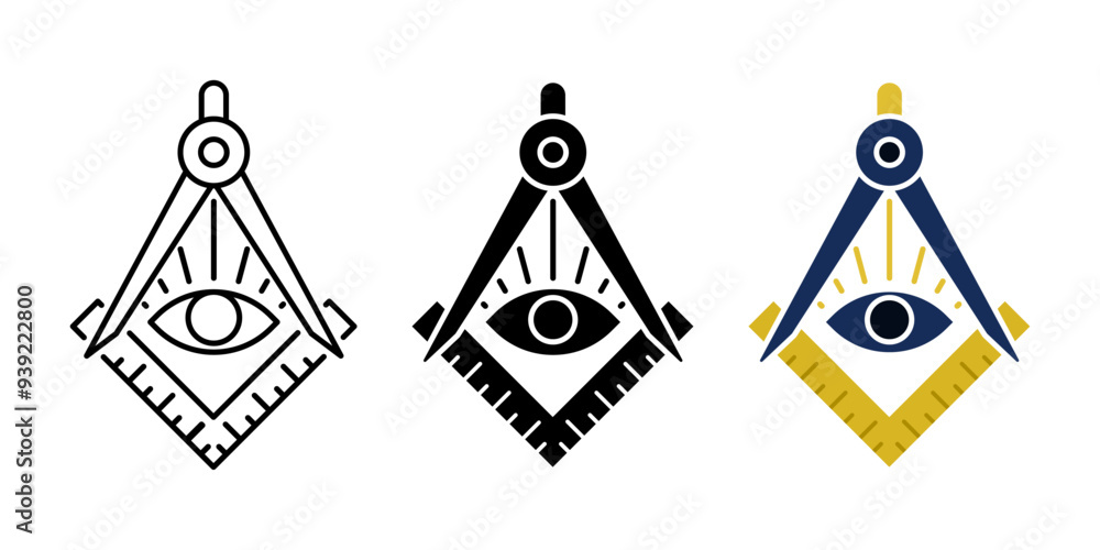 Illuminati icon. Masonic third eye logo. All-seeing eye inside triangle ...