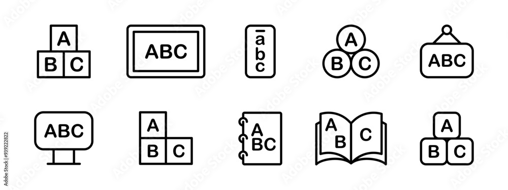 ABC icon set. Alphabet cubes symbol. ABC blocks vector illustration ...