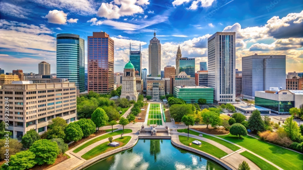 Vibrant cityscape of Indianapolis downtown area showcasing sleek ...