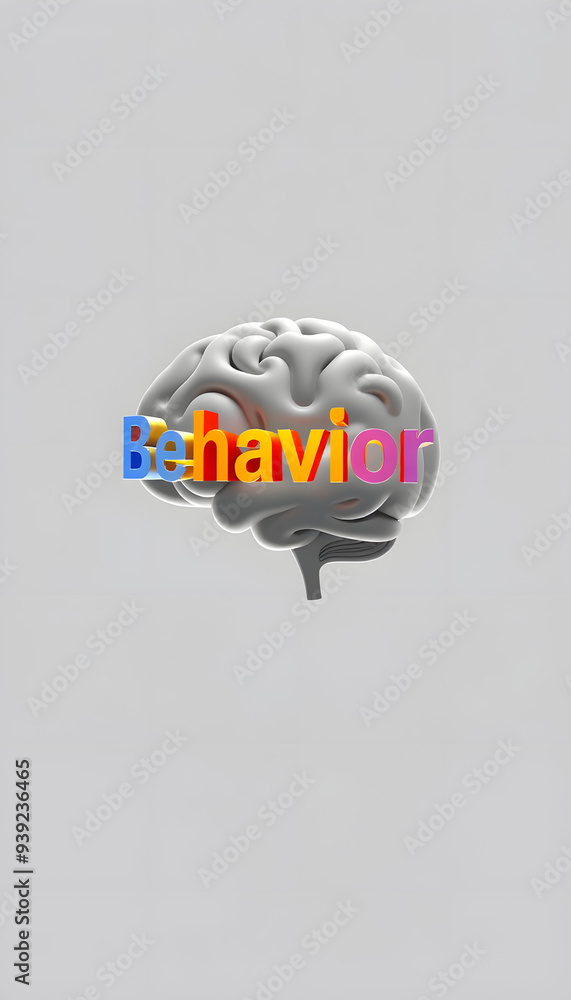 Behavior and human mind - pictured as word Behavior inside a head to ...