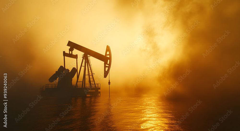 "An Oil Pump Positioned in the Middle of an Ocean, Captured in a ...