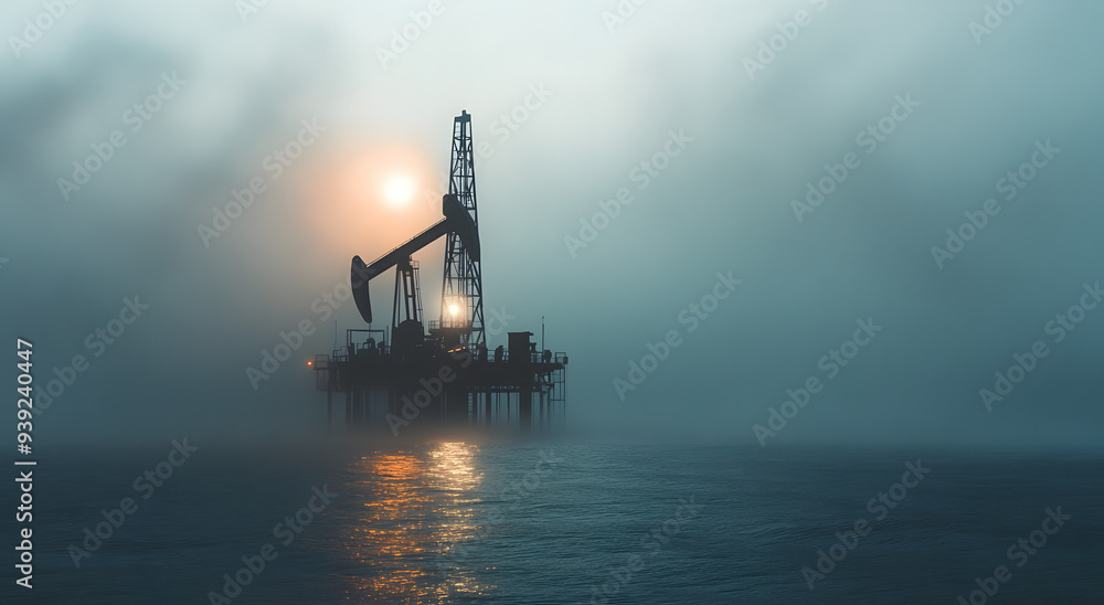 "An Oil Pump Positioned in the Middle of an Ocean, Captured in a ...