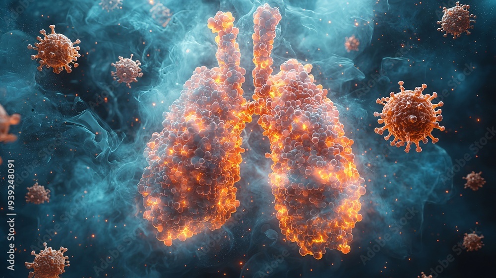 Photo & Art Print A 3D model of RSV infection spreading through the ...