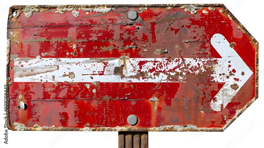 worn-out, white-barred, no-entry road sign with a hole removed Stock ...