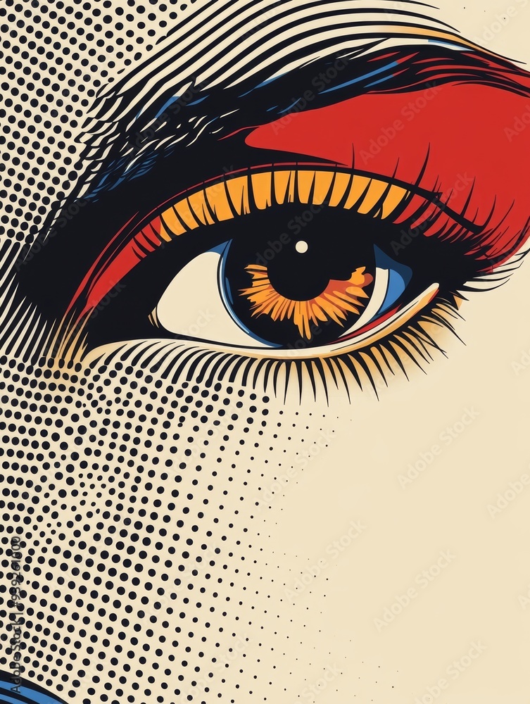 A captivating illustration in pop art style focusing on a human eye ...