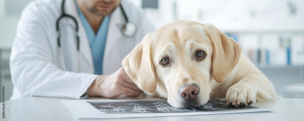 Closeup of a veterinarian reviewing MRI scans to diagnose a ...