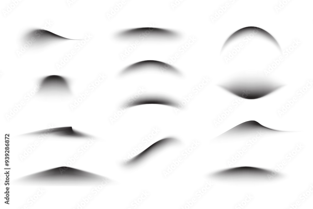 Realistic shadows of different shapes vector set. Collection of shadow ...