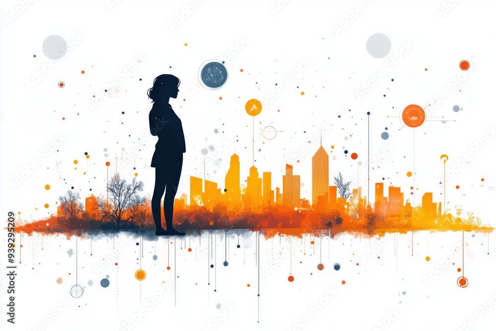 Line art of a human figure with a carbon footprint tracker, [Carbon ...