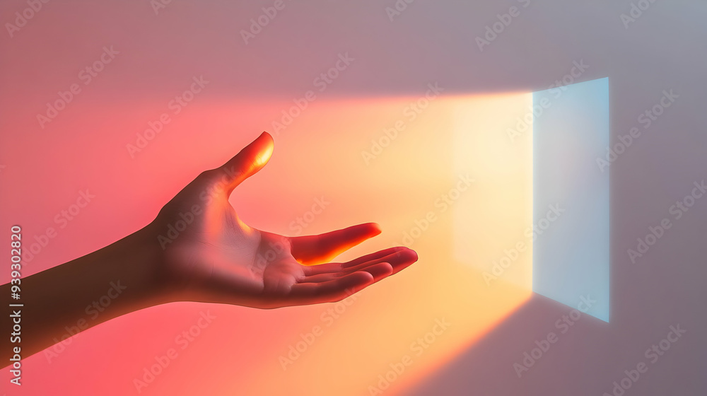 3d Flat icon as Hand with Holographic Presentation Slides and Pointer ...