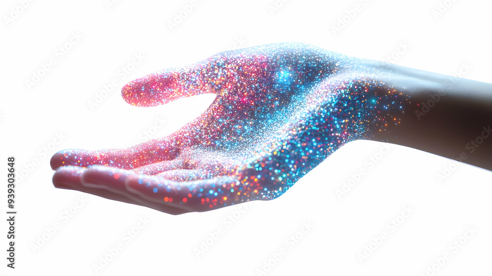 3d Flat icon as Hand with Holographic Supply Chain and Logistics ...