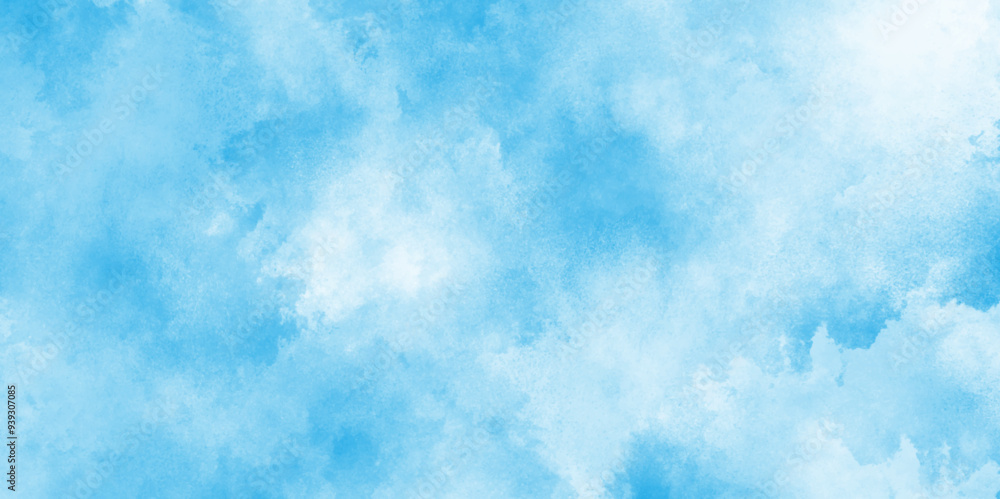Hand painted abstract soft sky blue watercolor sky and clouds ...