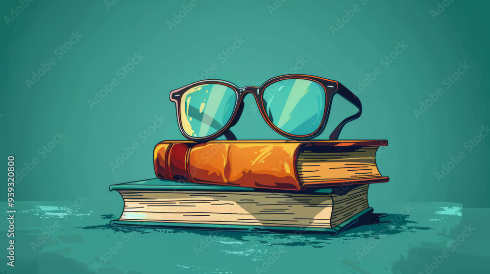 Stack of books and reading glasses - concept for education and learning ...