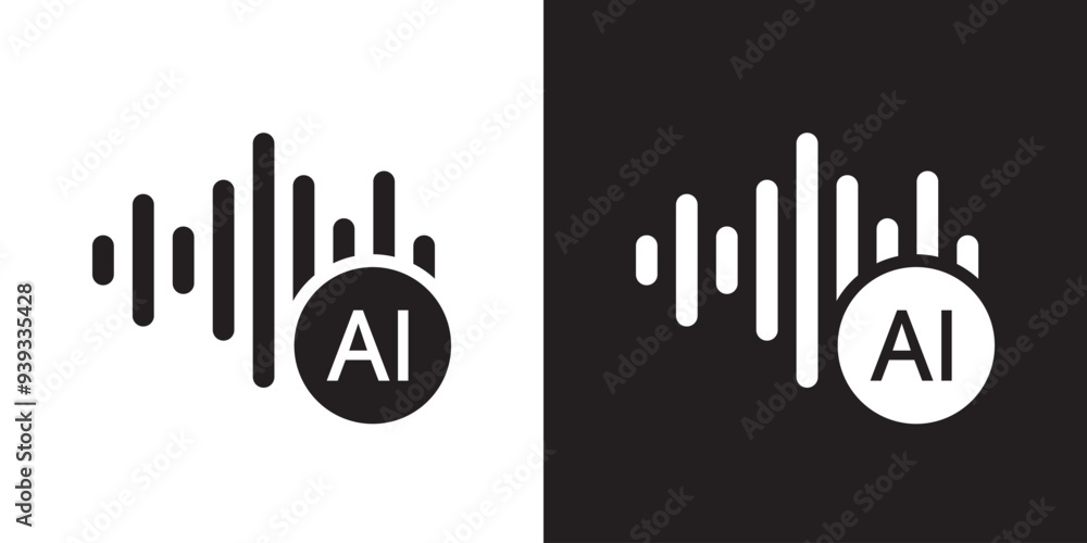 Generate music by AI icon. Artificial intelligence creates music ...