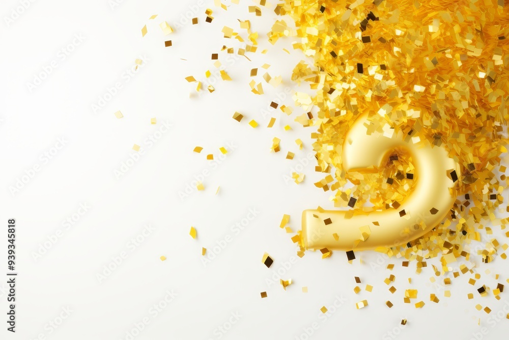 Celebrating the arrival of 2025 with shiny golden numbers set against a ...