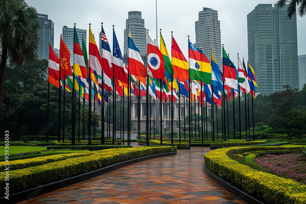 Selective focus international flag with many difference country, Flag ...