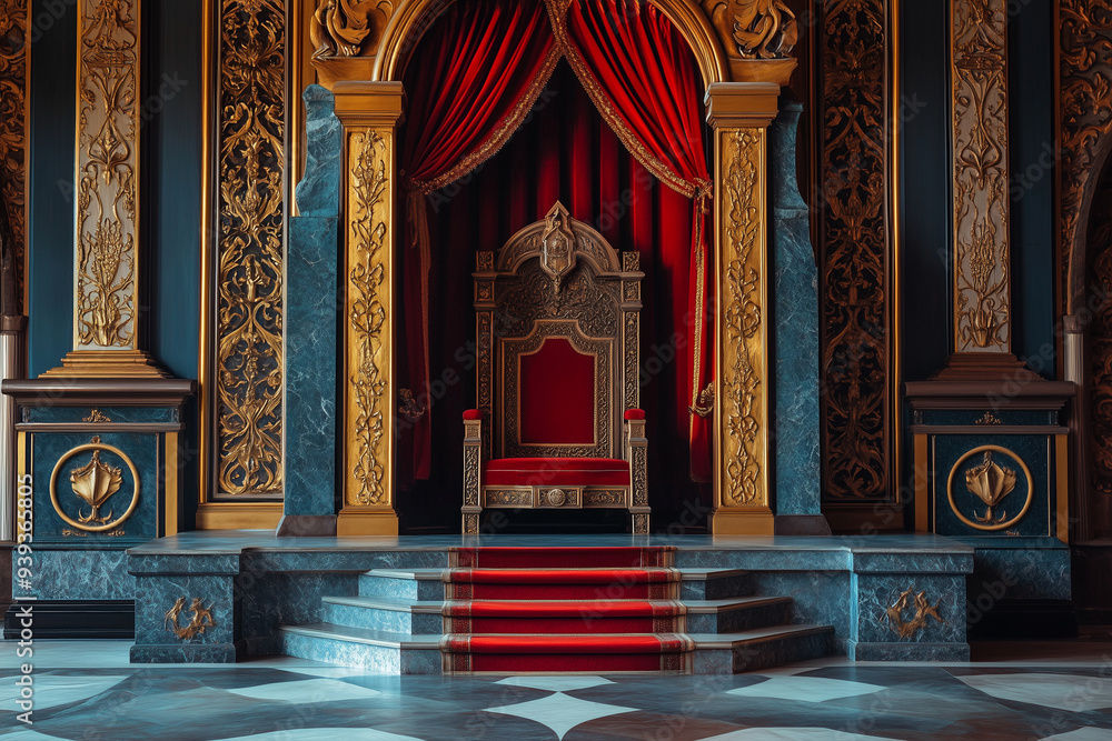 Selective focus monarchy throne in palace, Interior design of king ...