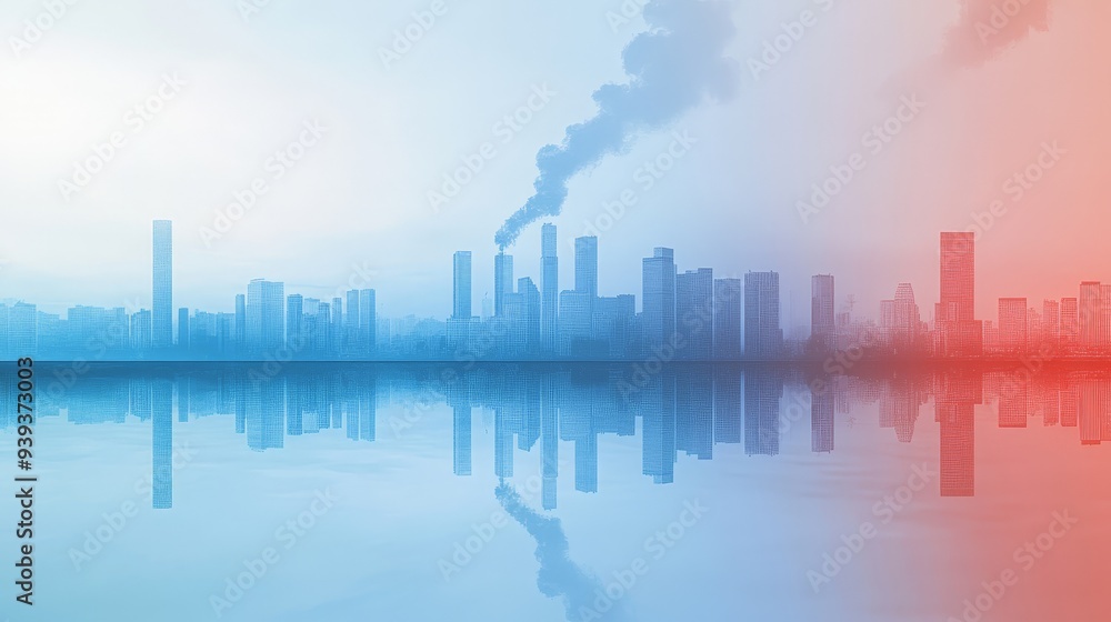 An infographic where blue represents clean air and water, while red is ...