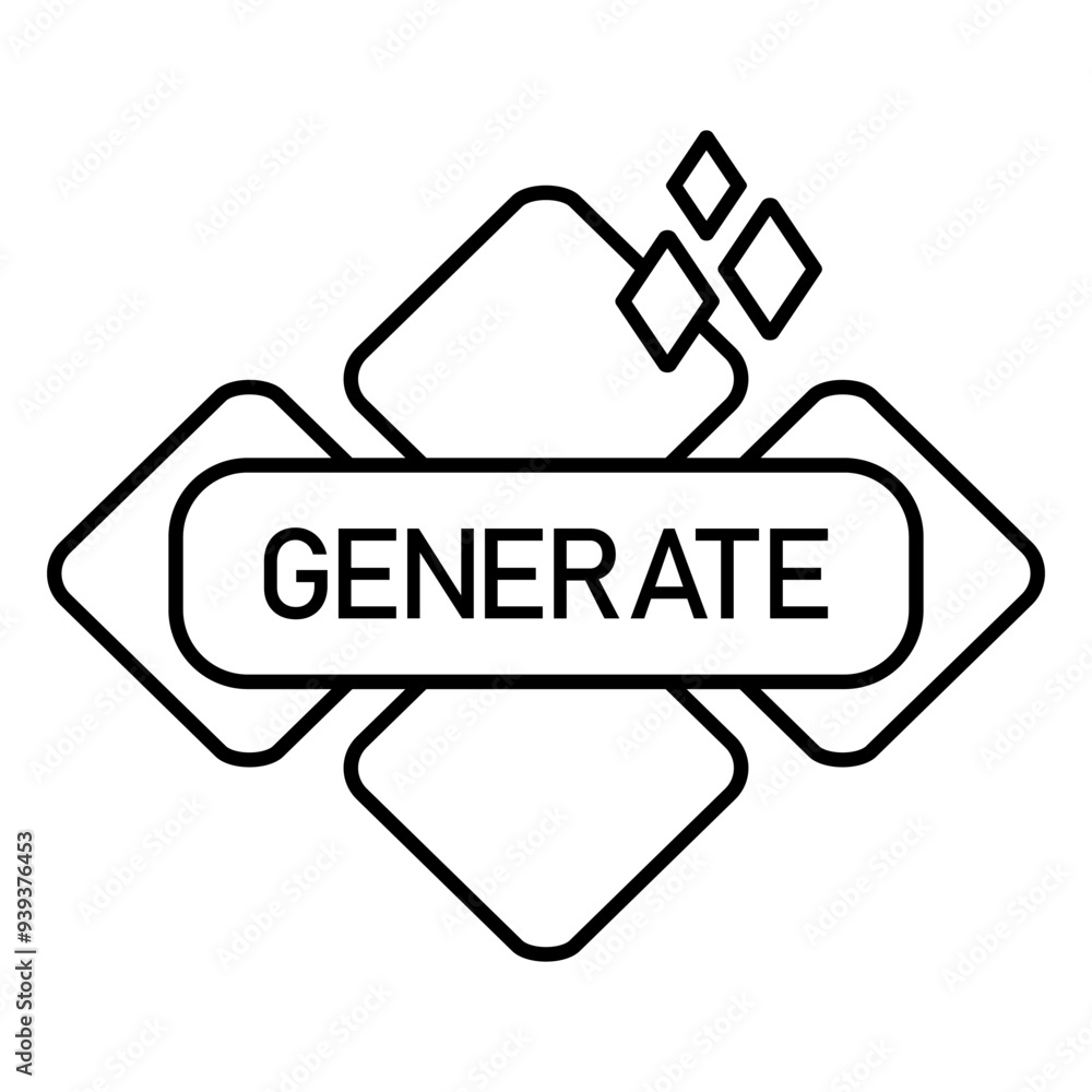 AI generated line button. AI generation tool ui. Vector illustration ...