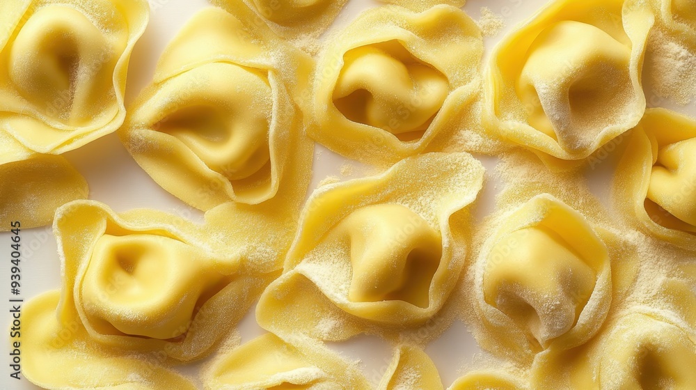 uncooked tortellini pasta, yellow texture, flour surface, food ...