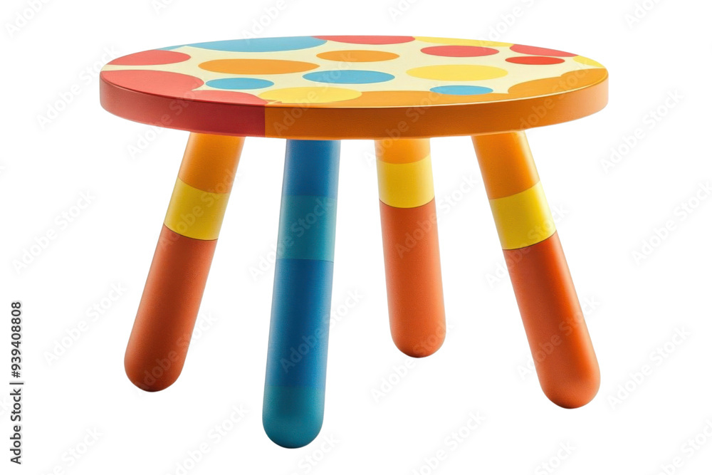PNG A colorful children's table featuring a polka dot design, perfect ...