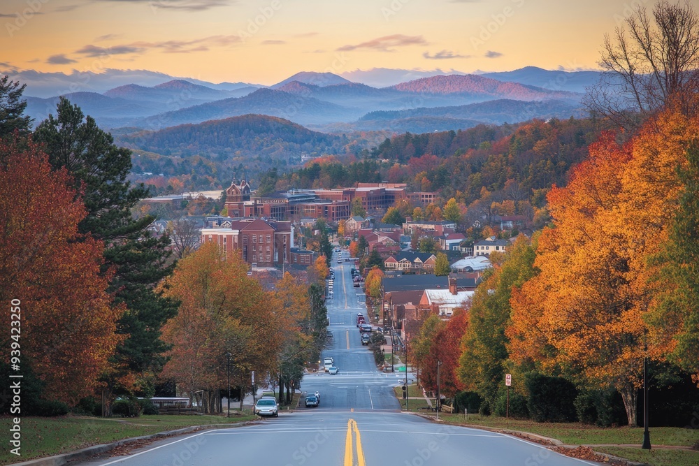 Boone North Carolina Skyline: City Landscape of Downtown in the Blue ...