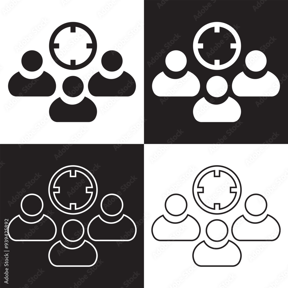 audience line and solid icon set. Vector illustration. Isolated on ...