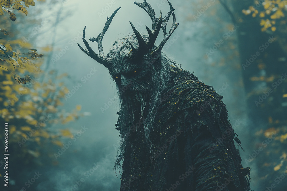 A spooky sci-fi horror concept depicting a wendigo mythical creature in ...