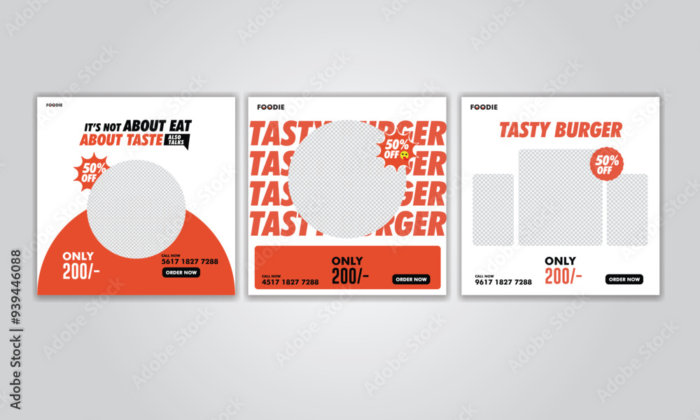 Set of Food menu Editable banner social media post templates for ...