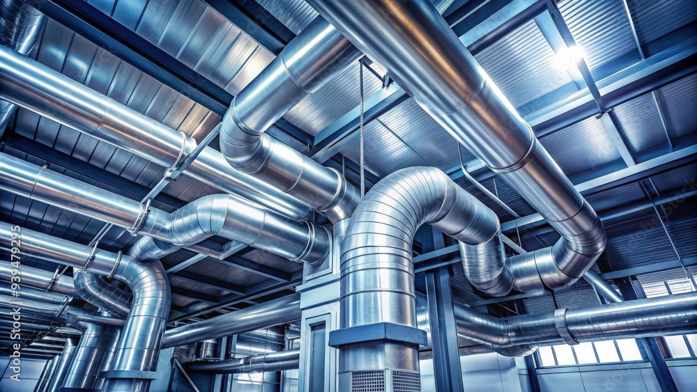 Industrial ventilating pipes system , ventilation, industrial, pipes ...