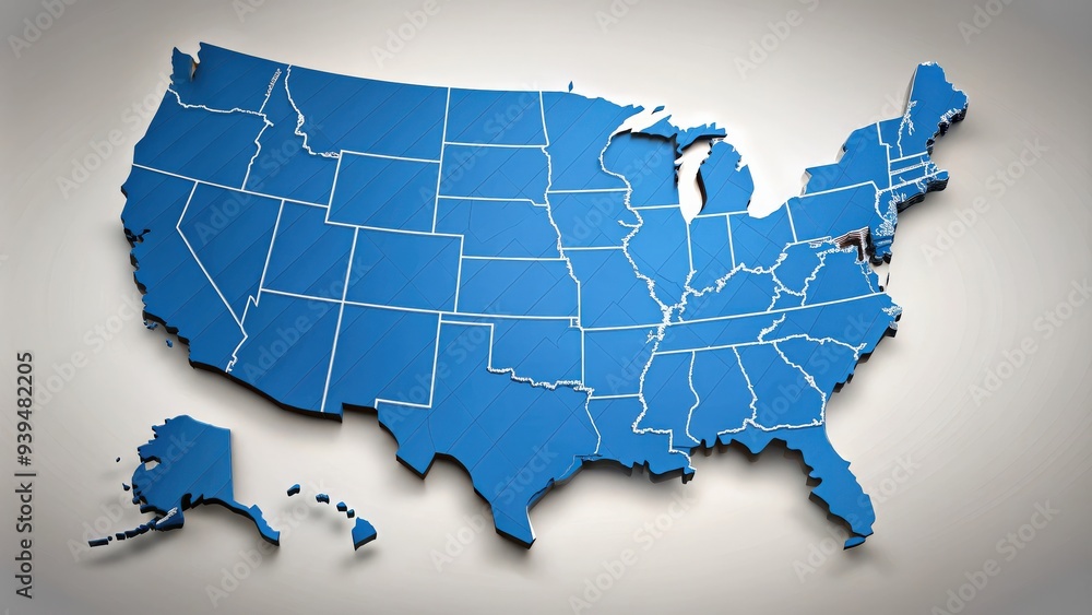 California state highlighted in blue on map of the United States, USA ...