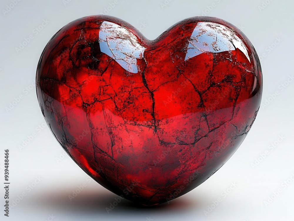 striking macro photograph of a single perfectly formed red heart ...