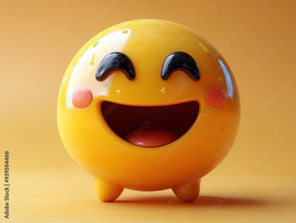 vibrant 3d yellow laughing emoji with exaggerated tears of joy ...
