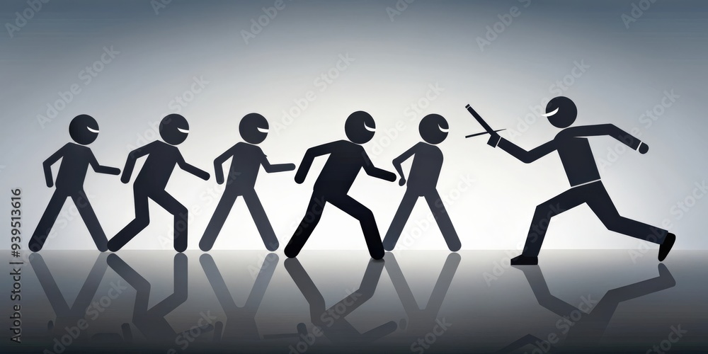 Stickman engaging in a violent gang fight , Stickman, gang fight, brawl ...