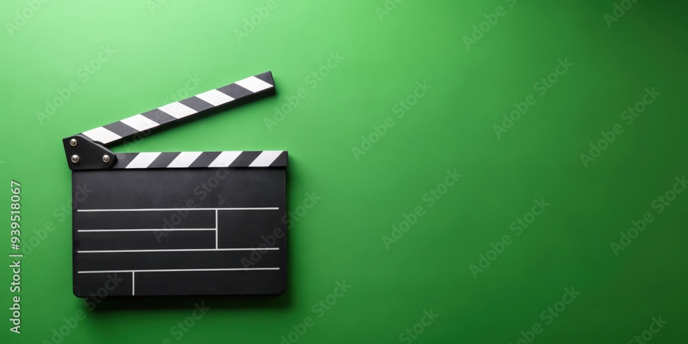 Clapper board on green background for film production, Movie, Slate ...