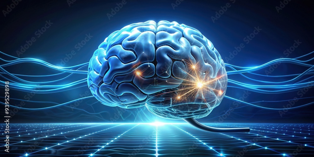 of a brain wired for artificial intelligence development, technology ...