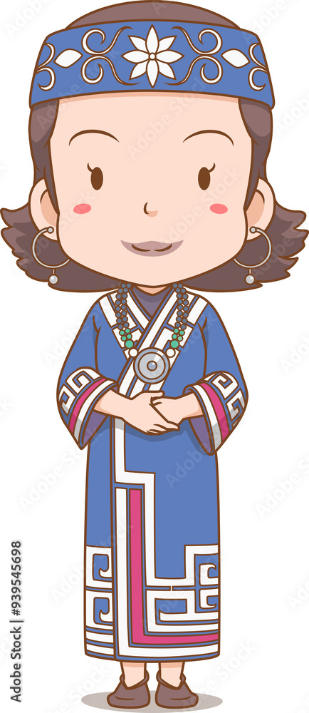Cartoon characters of Ainu woman. The ethnic group who reside in ...