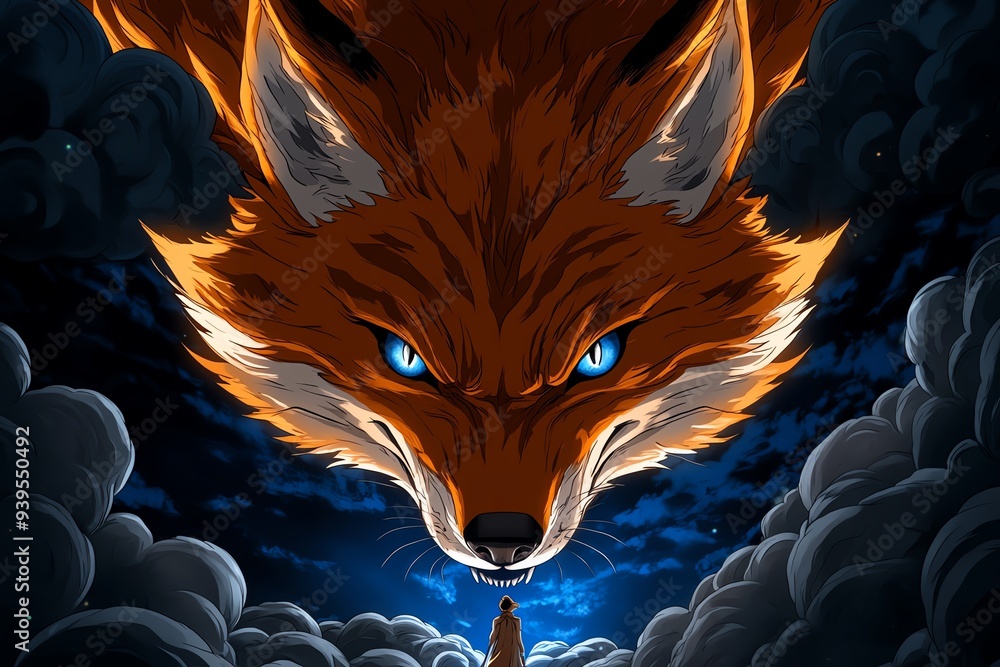 Photo & Art Print A scene from a legend where the nine-tailed fox is ...