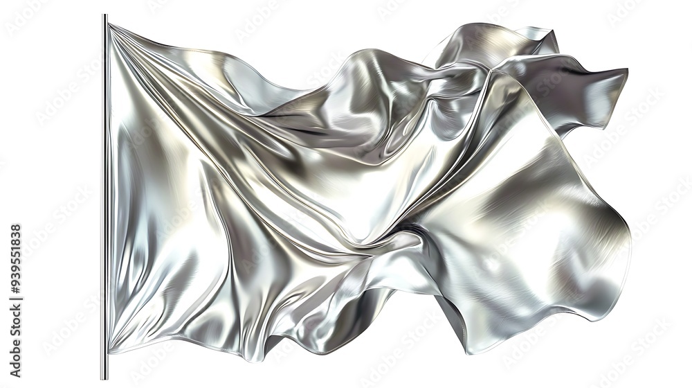 Glowing Silver Flags Clipart Illustration on White Background ...