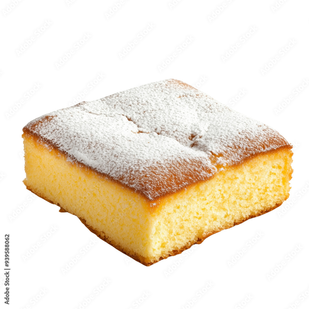 Square Sponge Cake with Powdered Sugar Topping Stock Illustration ...
