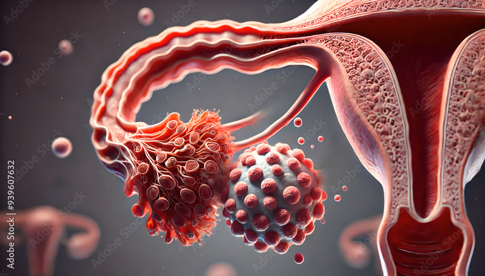 cross-sectional female ovary during ovulation phase menstrual cycle. follicle releasing an egg ...