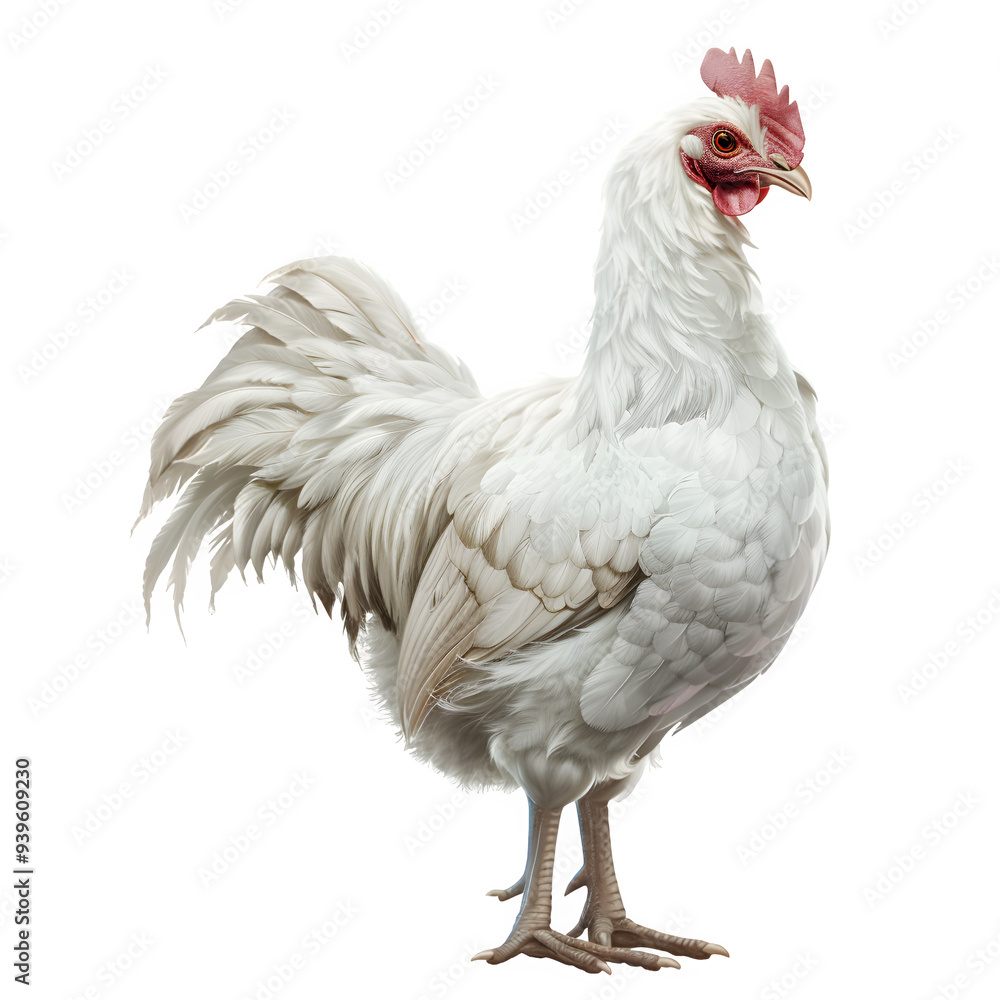 Majestic white rooster standing proudly on a transparent background ...