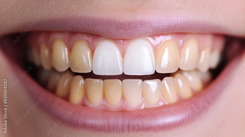 The subject's teeth are shown prior to dental treatment, highlighting ...